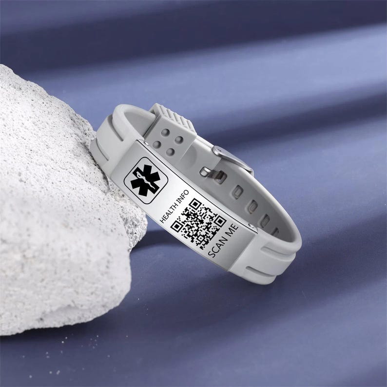 Custom Qr Code Medical Alert Bracelet Adjustable Update Info Anytime ...