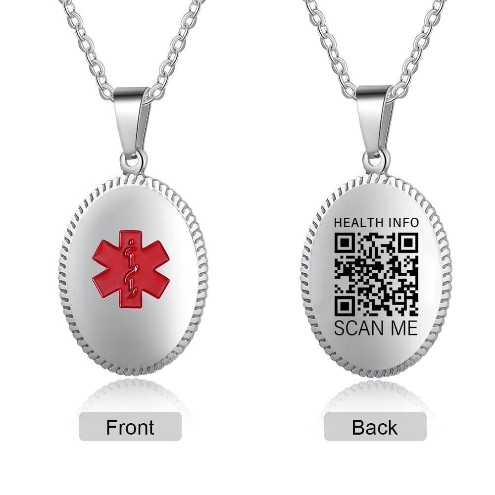 Custom Men's Qr Code Necklace Medical Alert Doctor Alert Necklace ...