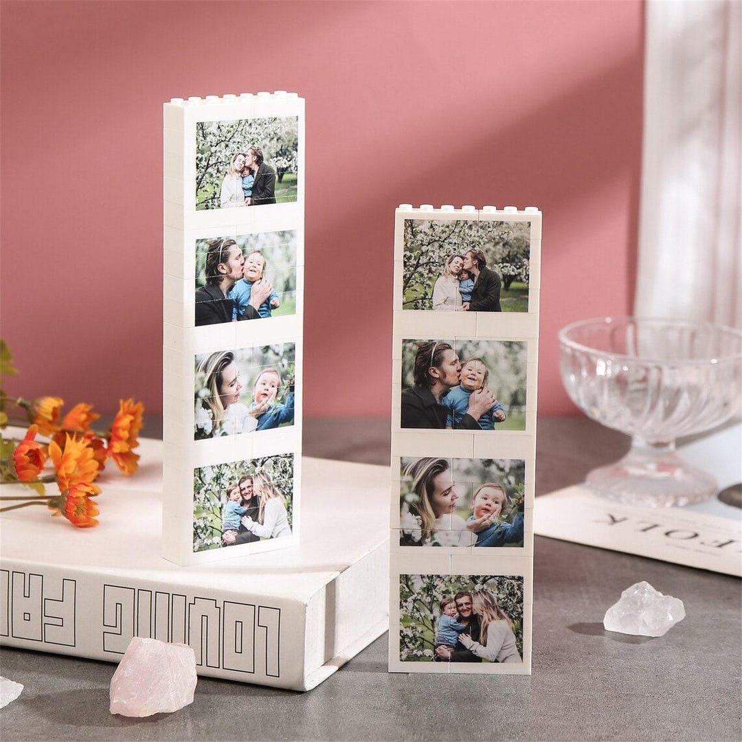 Personalized Photo Puzzle Block With Stand,4 Photo Building Block ...