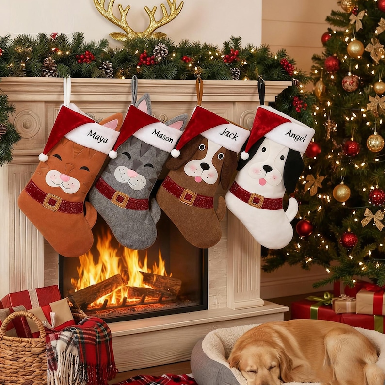 Personalized Pet Christmas Stocking,embroidered Stockings, Family ...