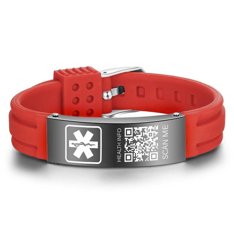 Upgraded Qr Code Medical Alert Id Bracelet for Men,update Info Anytime ...