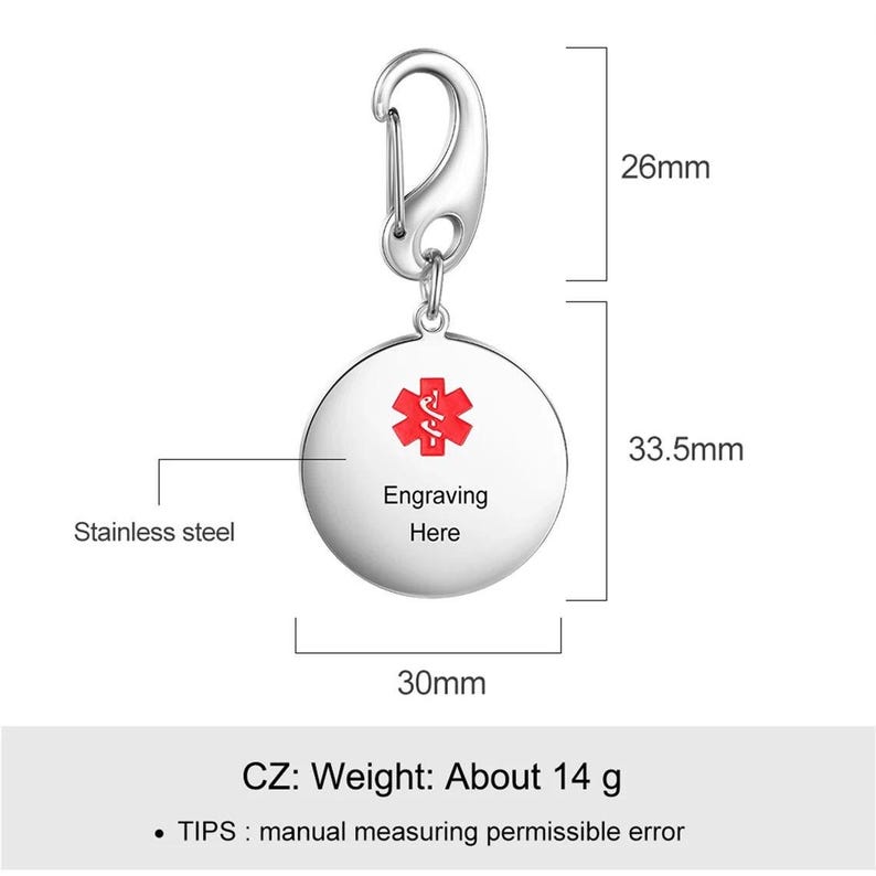 Personalized Medical Alert Keychain for Men Women, Engraved Emergency ...
