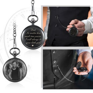 Personalized Photo Pocket Watch With Loving Message Gift for Him,custom ...