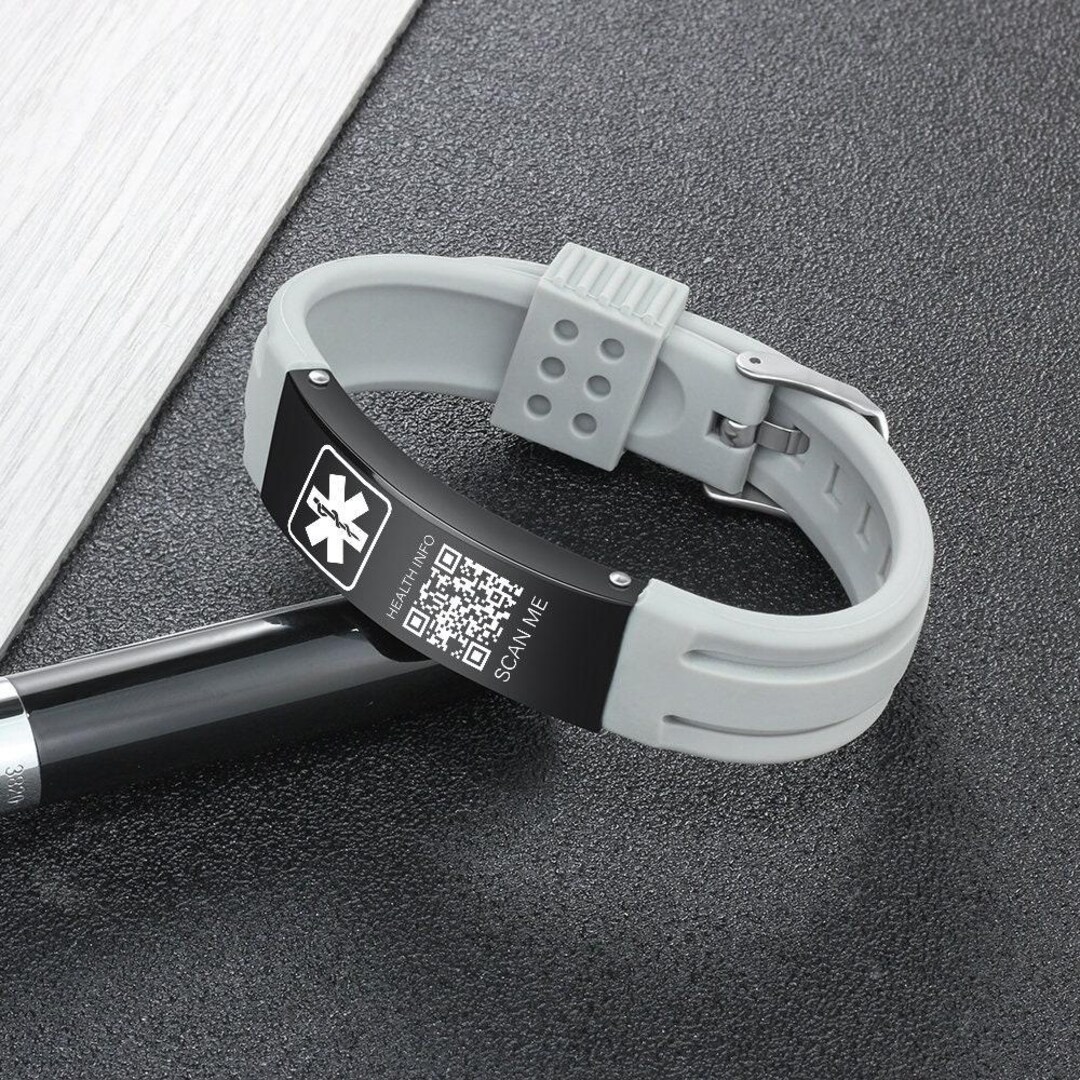 Upgraded Qr Code Medical Alert Id Bracelet for Men,update Info Anytime ...