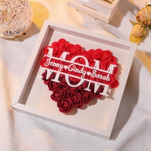 Personalized Flower Shadow Box,custom Roses Shadowbox With Names ,name ...