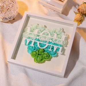 Personalized Flower Shadow Box,custom Roses Shadowbox With Names ,name ...
