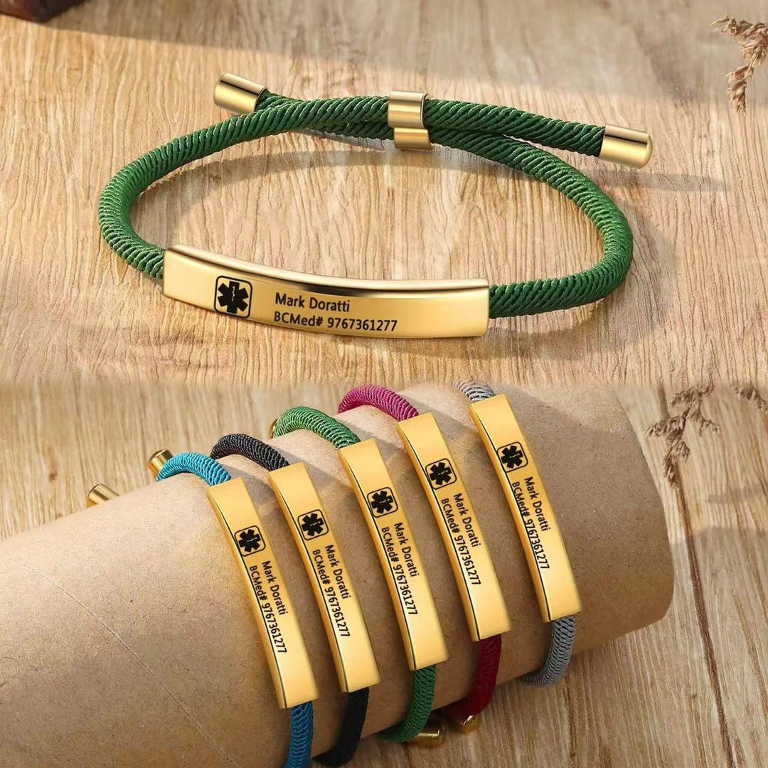 Personalized Braided Medical Alert Bracelet for Women,girl,kids ...