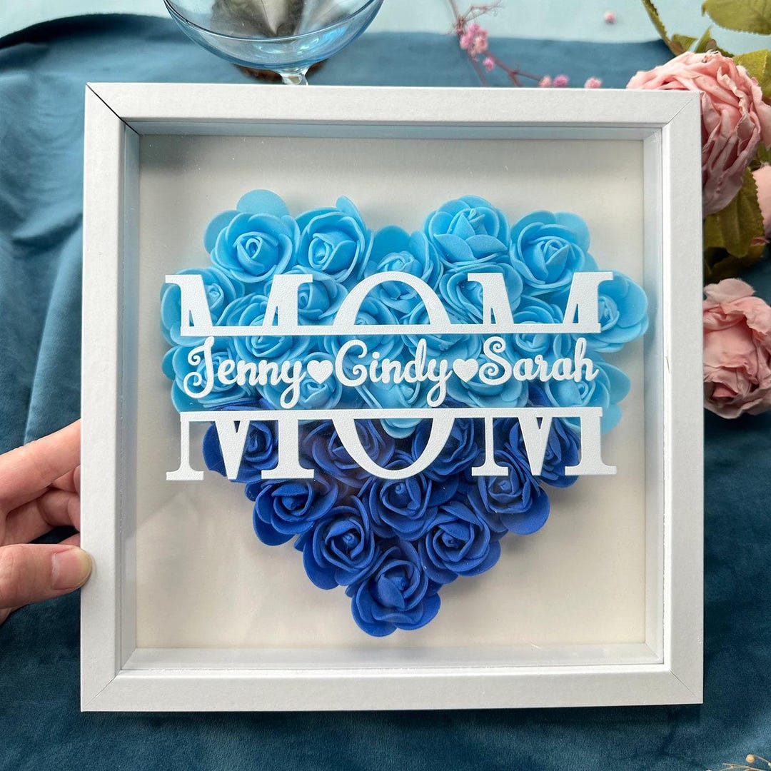 Personalized Flower Shadow Box,heart Rose Frame Decorations,gift for ...
