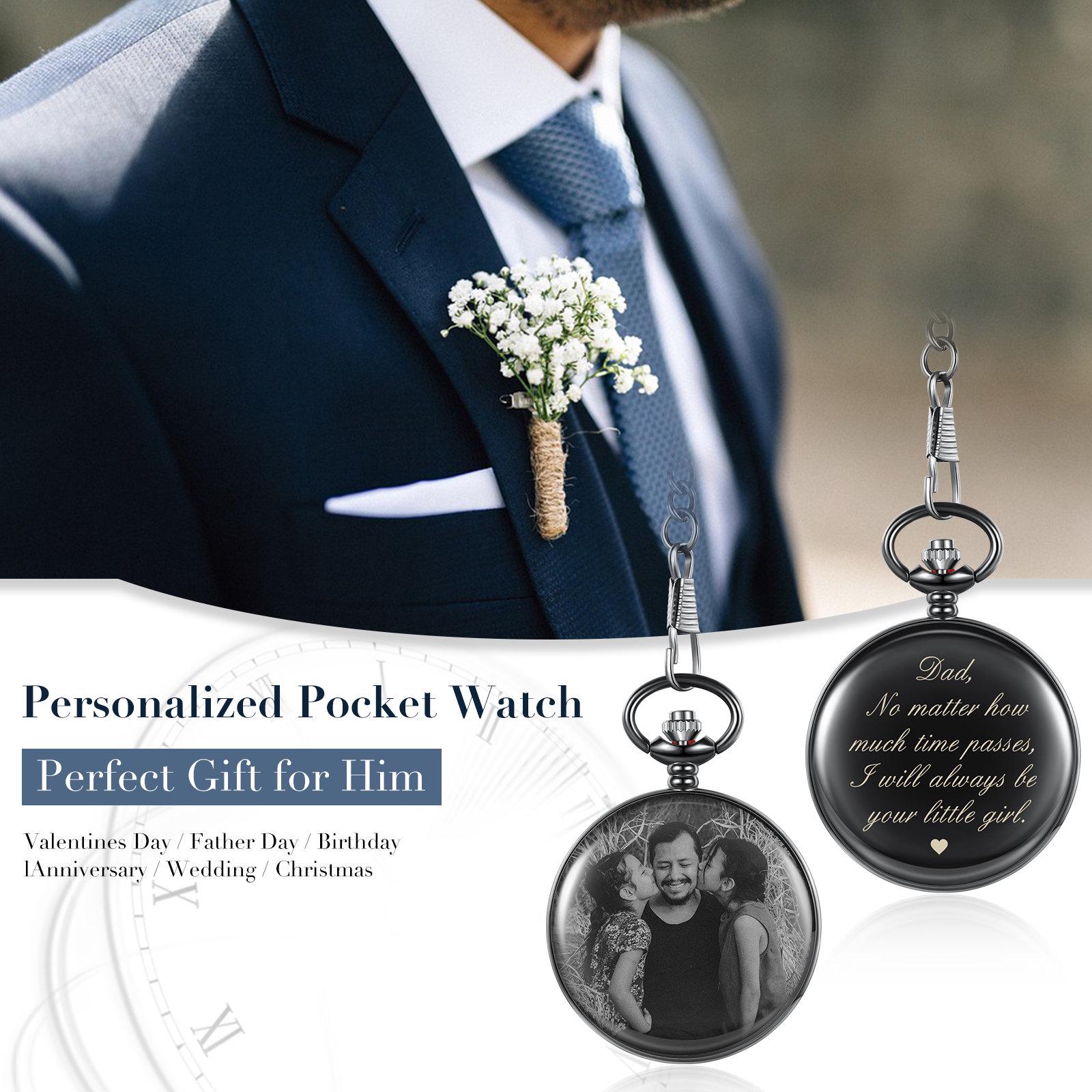 Personalized Photo Pocket Watch With Loving Message Gift for Him,custom ...