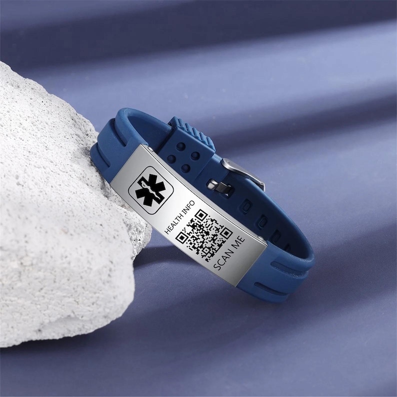 Custom Qr Code Medical Alert Bracelet Adjustable Update Info Anytime ...