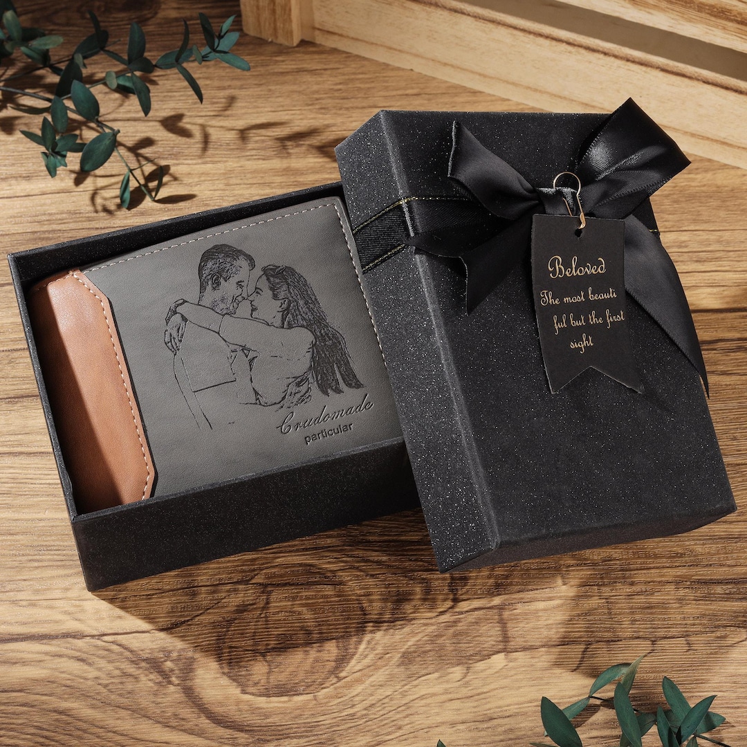 Custom Photo Leather Wallet for Men - Best Dad Ever Gift, Personalized ...
