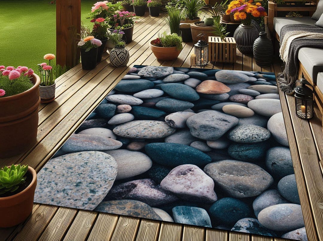 Pebbles Rug,garden Decoration,patio Decor,outdoor Rug,stone Rug ...