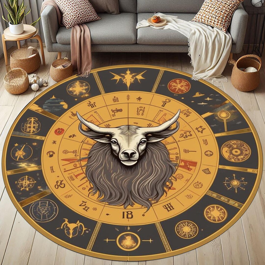 Goat Rug,satanic Pentagram Round Rug,satan Round Rug,baphomet Rug ...