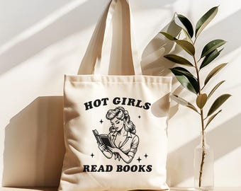 Canvas Tote Bag Hot Girls Read in Pink Trendy Literary Gift for Book ...