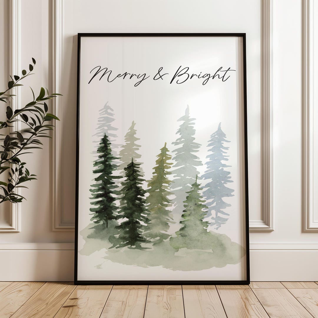 Merry and Bright Wall Art, Christmas Wall Art, Christmas Decor, Holiday ...
