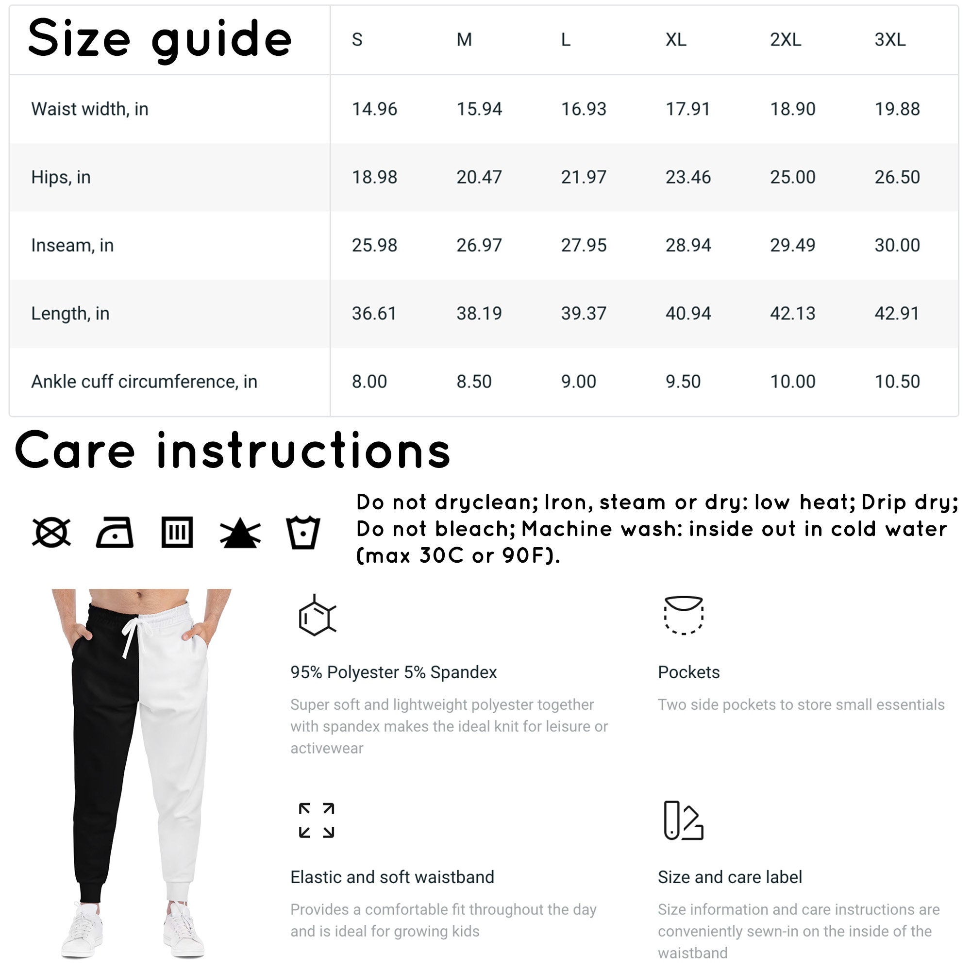 Adult Black and White, Split, Half and Half, Athletic Joggers, Bottoms ...