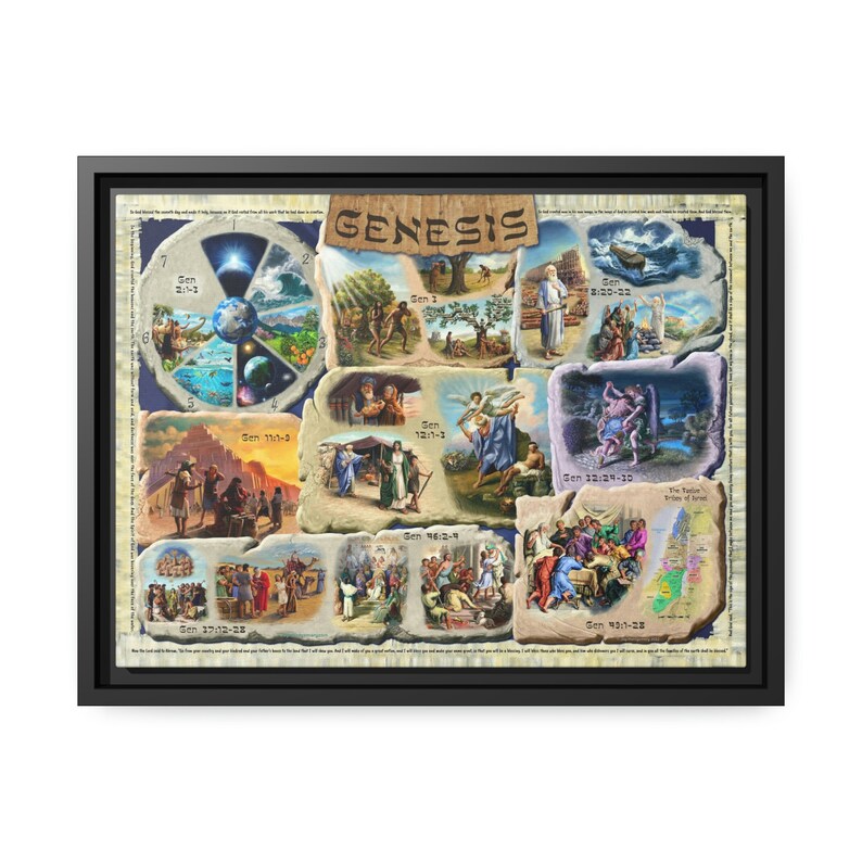 Genesis Bible Story Art: Christian Creation Scenes Framed Canvas - Etsy