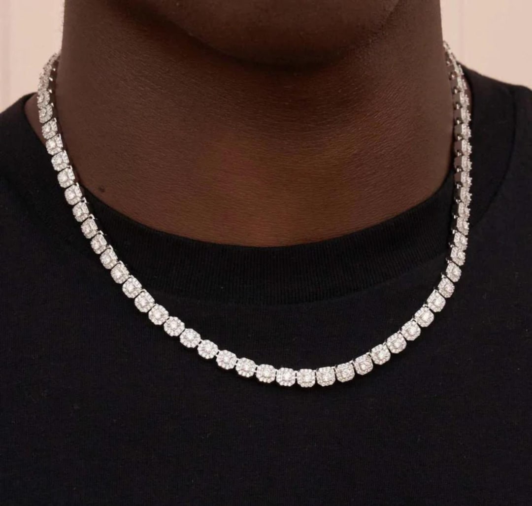 Micro Clustered Tennis Necklace In White Gold
