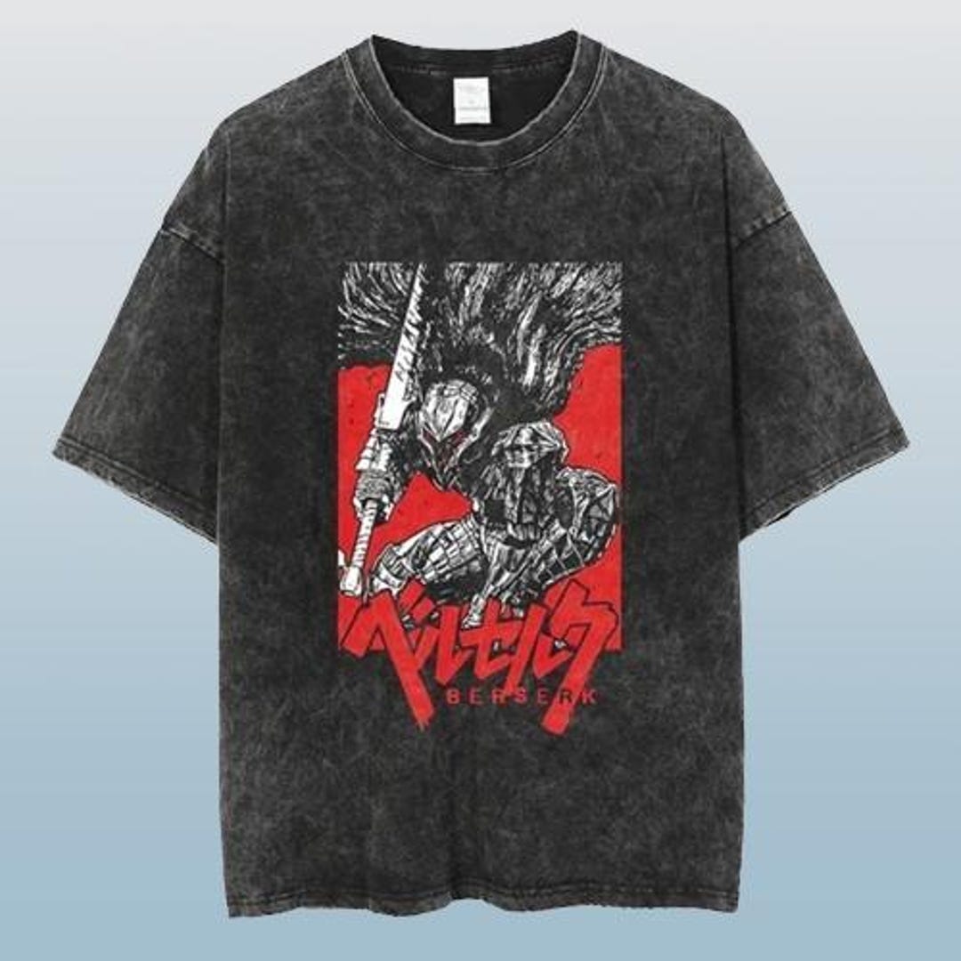Washed Berserk Shirts, Handmade Anime T-shirts, High Quality Made in ...