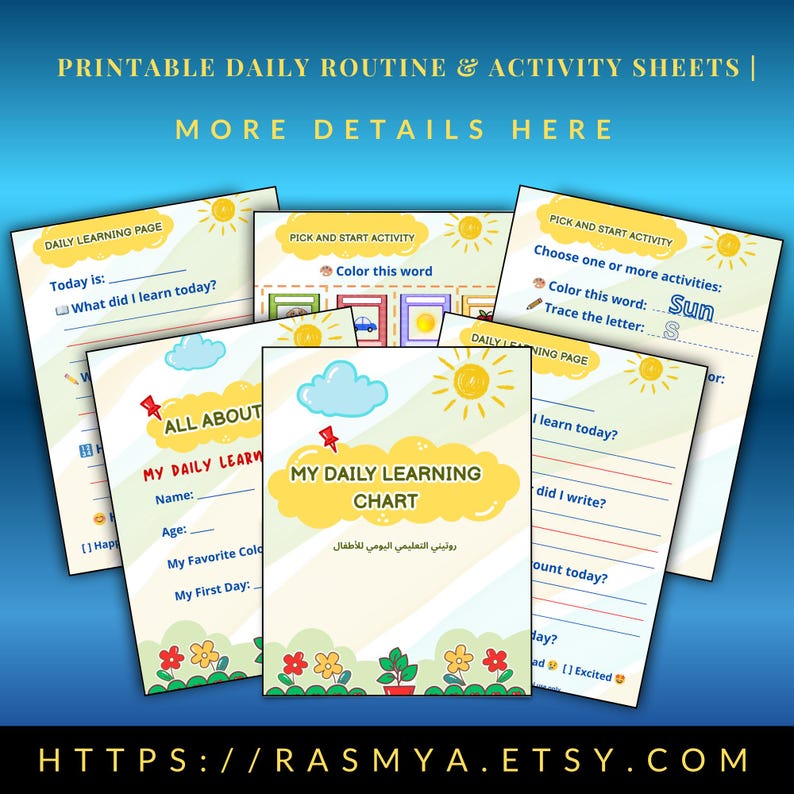 Daily Learning Chart for Kids | 15-page Preschool Learning Journal ...
