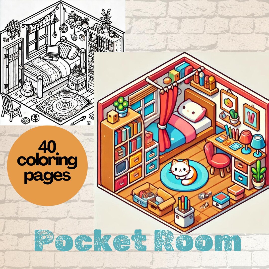 Pocket Room Coloring Book |fuzzy Hygge|cozy Coloring Book| Cute and ...