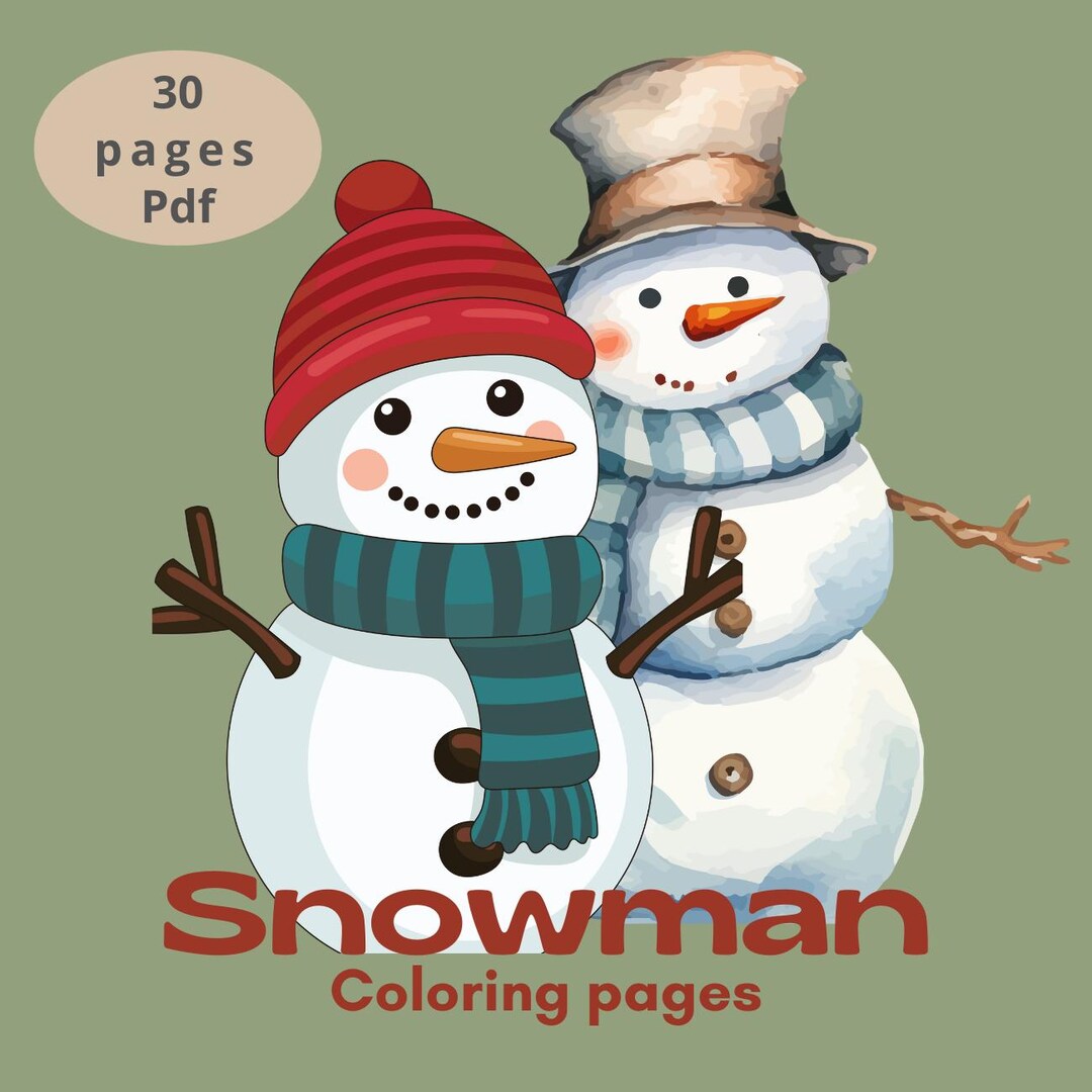 Cozy Snowman Coloring Pages,printable Snowman Coloring Sheets, Winter ...
