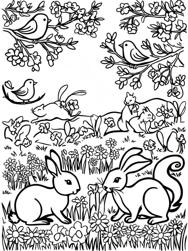 Spring Coloring Pages for Kids Cute Hello Spring Activities,bold and ...