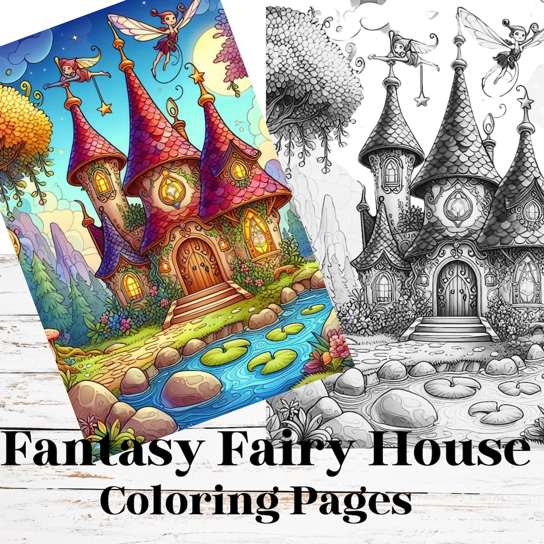 16 Fairy and Mystical Houses Coloring Book for Adults Fantasy Fairy ...