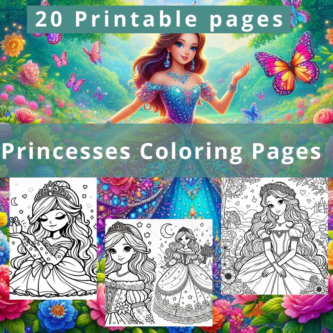 Princess Coloring Pages,princess Party Favors,princess Activities ...