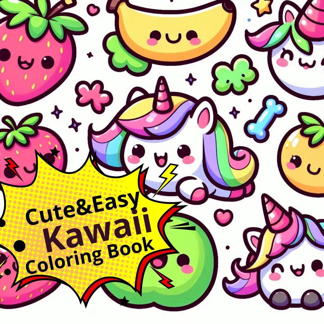 Cute and Easy Kawaii Coloring Book:30 Fun and Relaxing Kawaii Coloring ...