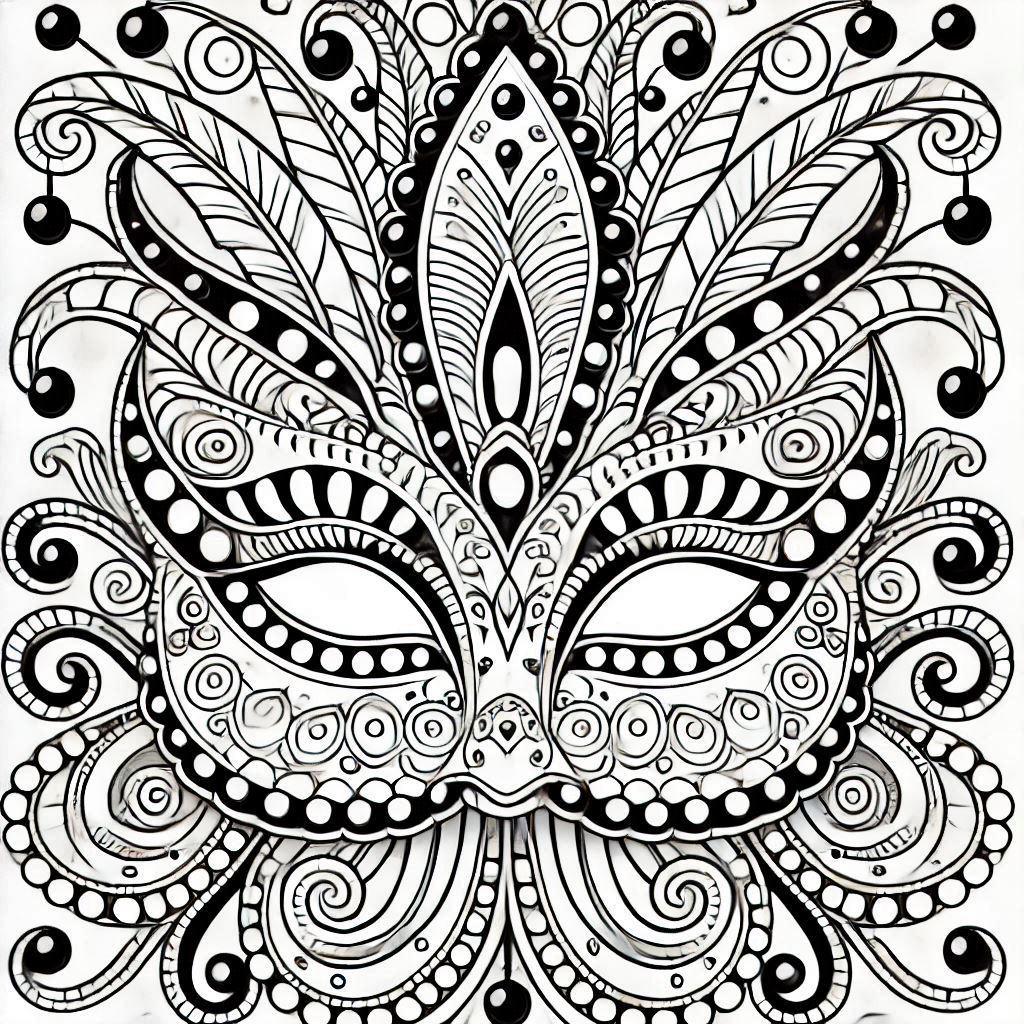 Carnival Mask Printable |carnival Mask Drawing|colorful Digital ...