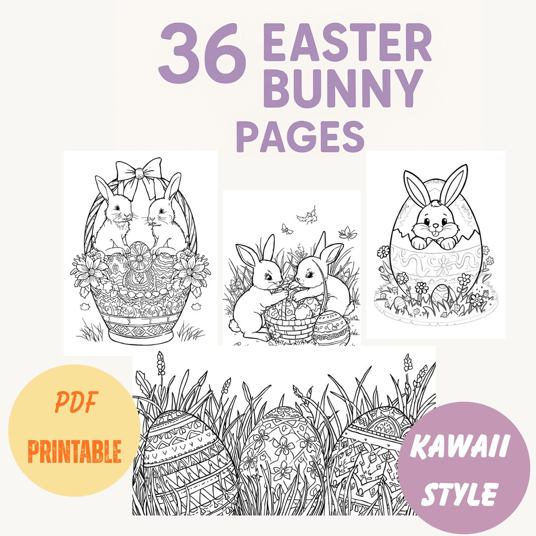 36 Easter Bunny Coloring Pages for Toddlers – Simple Kawaii Rabbit PDF ...
