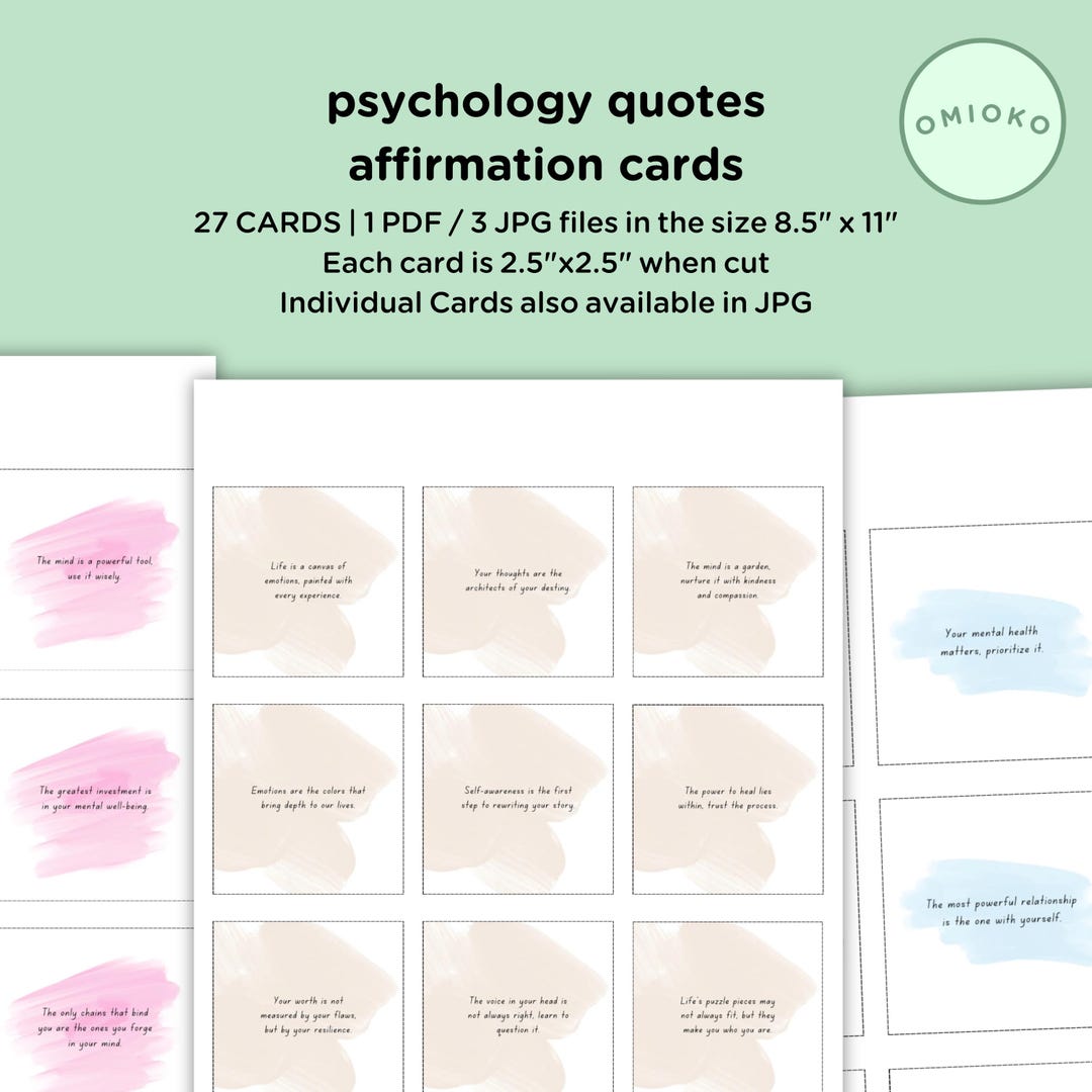 Psychology Quotes Affirmation Cards Printable Positive Mindset Cards ...