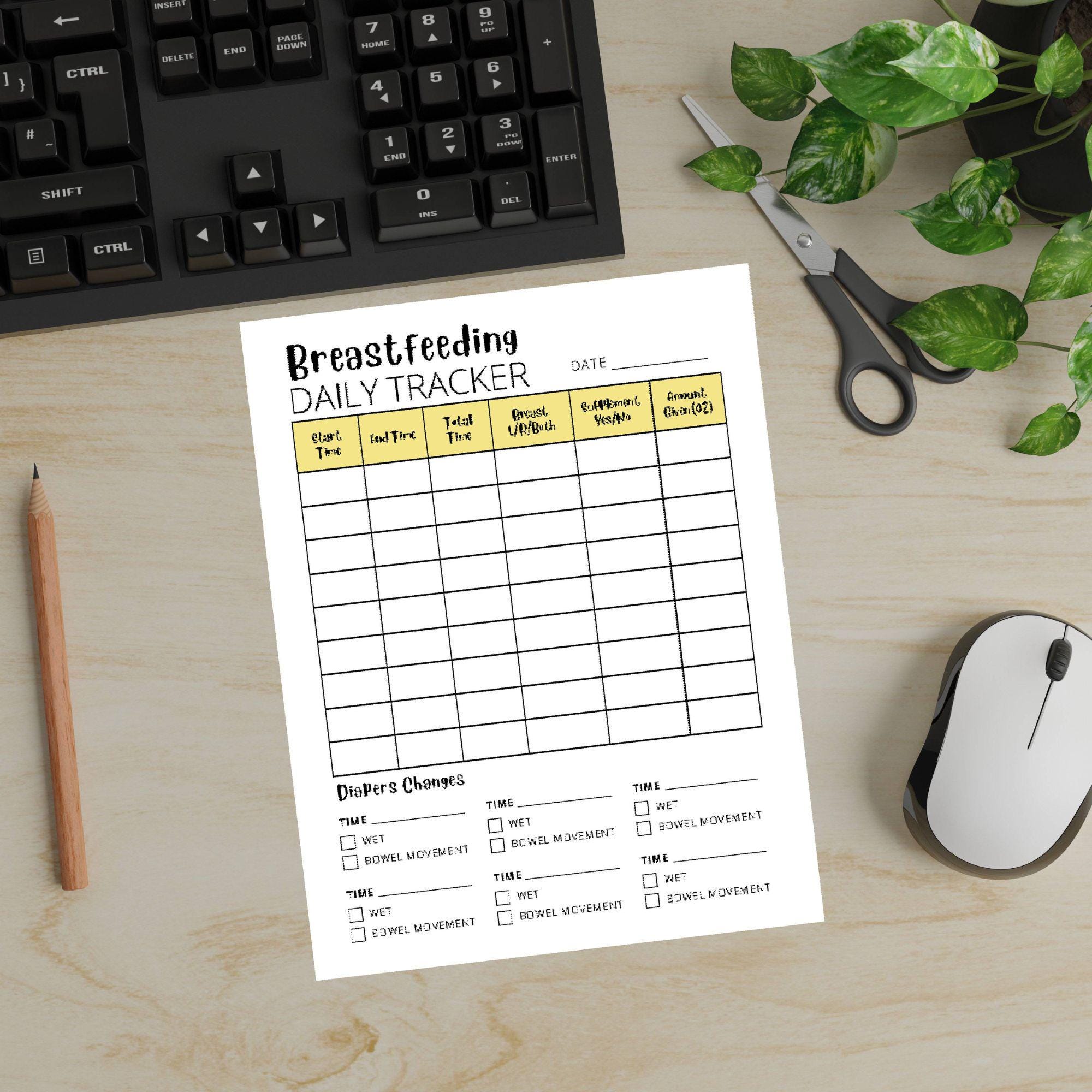 Breastfeeding Log | Printable Breastfeeding Tracker | Breast Pump Log ...