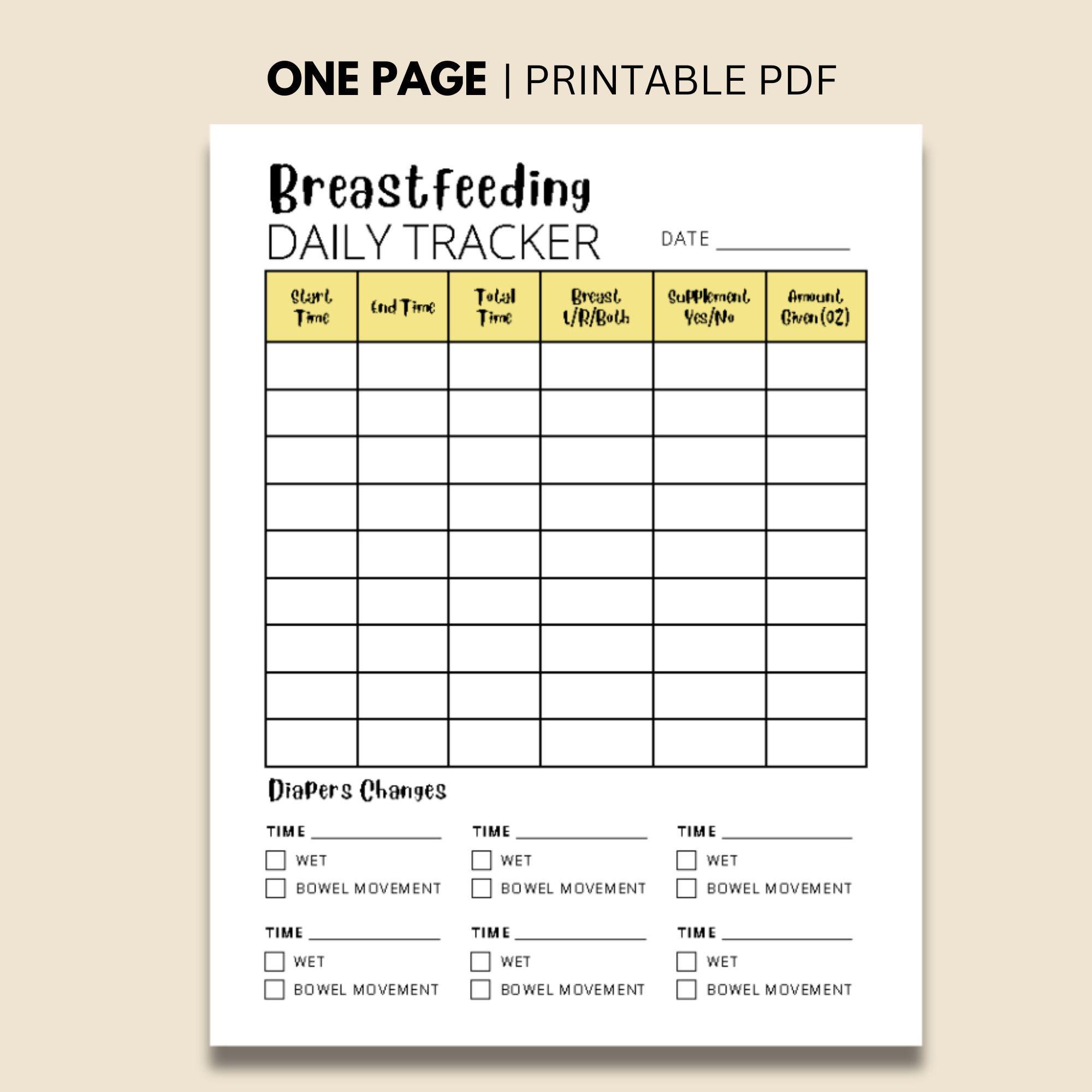 Breastfeeding Log | Printable Breastfeeding Tracker | Breast Pump Log ...