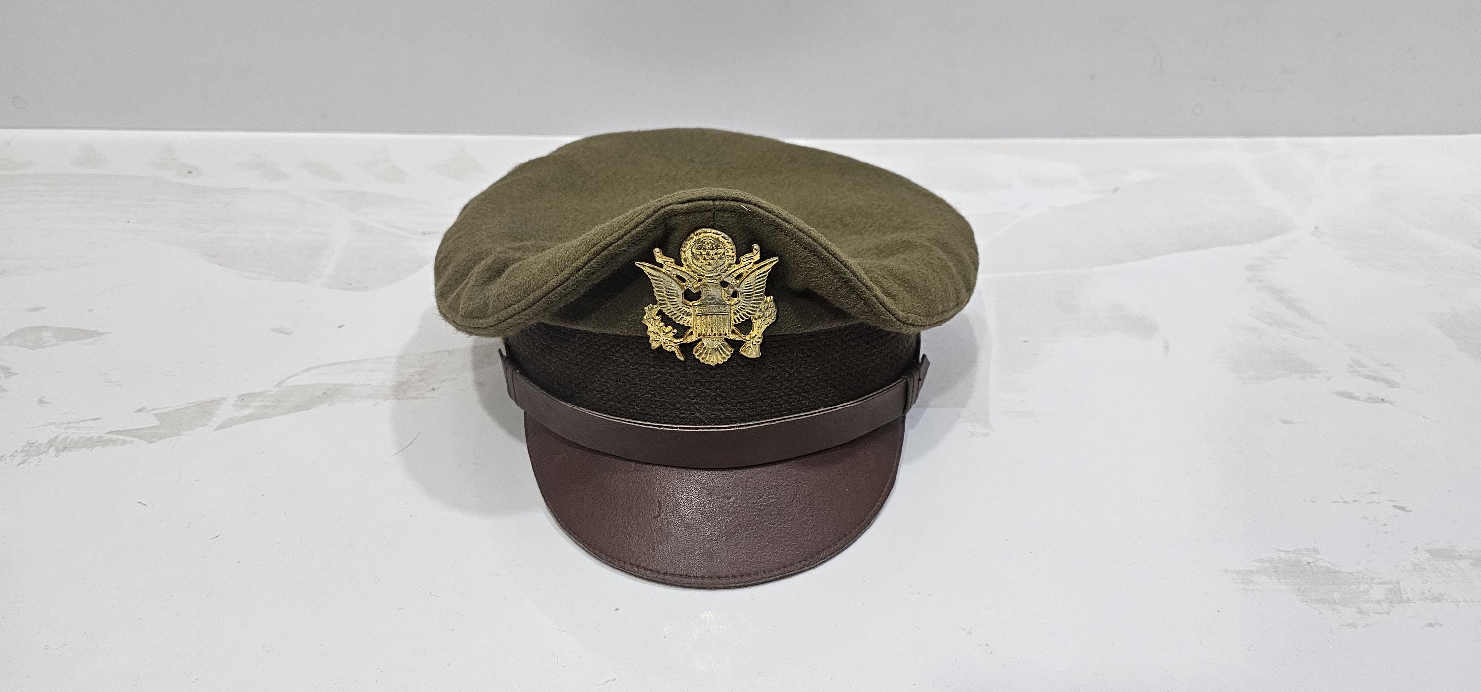 WW2 US Army Air Corps Military Airforce Officers Khaki Crusher Visor ...