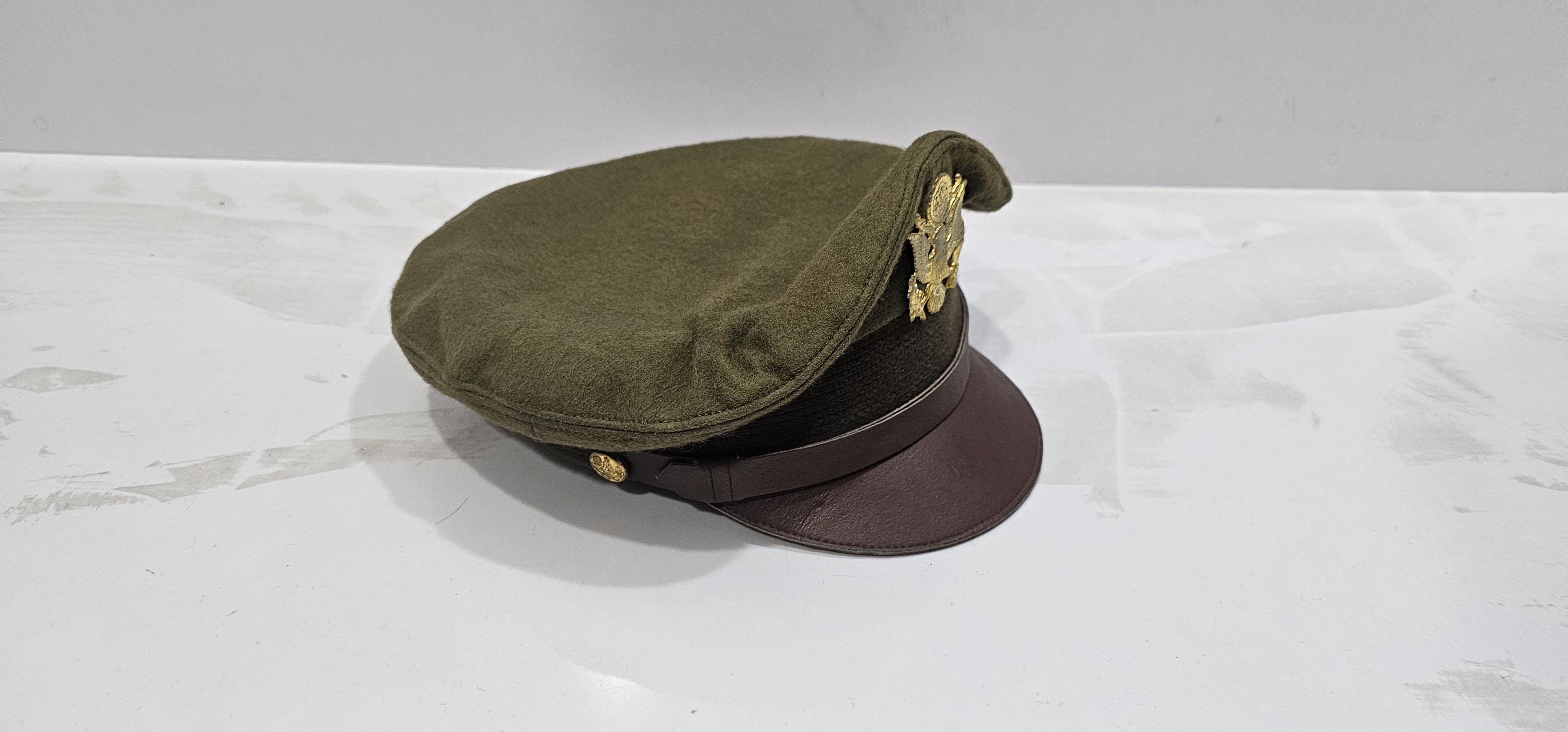 WW2 US Army Air Corps Military Airforce Officers Khaki Crusher Visor ...