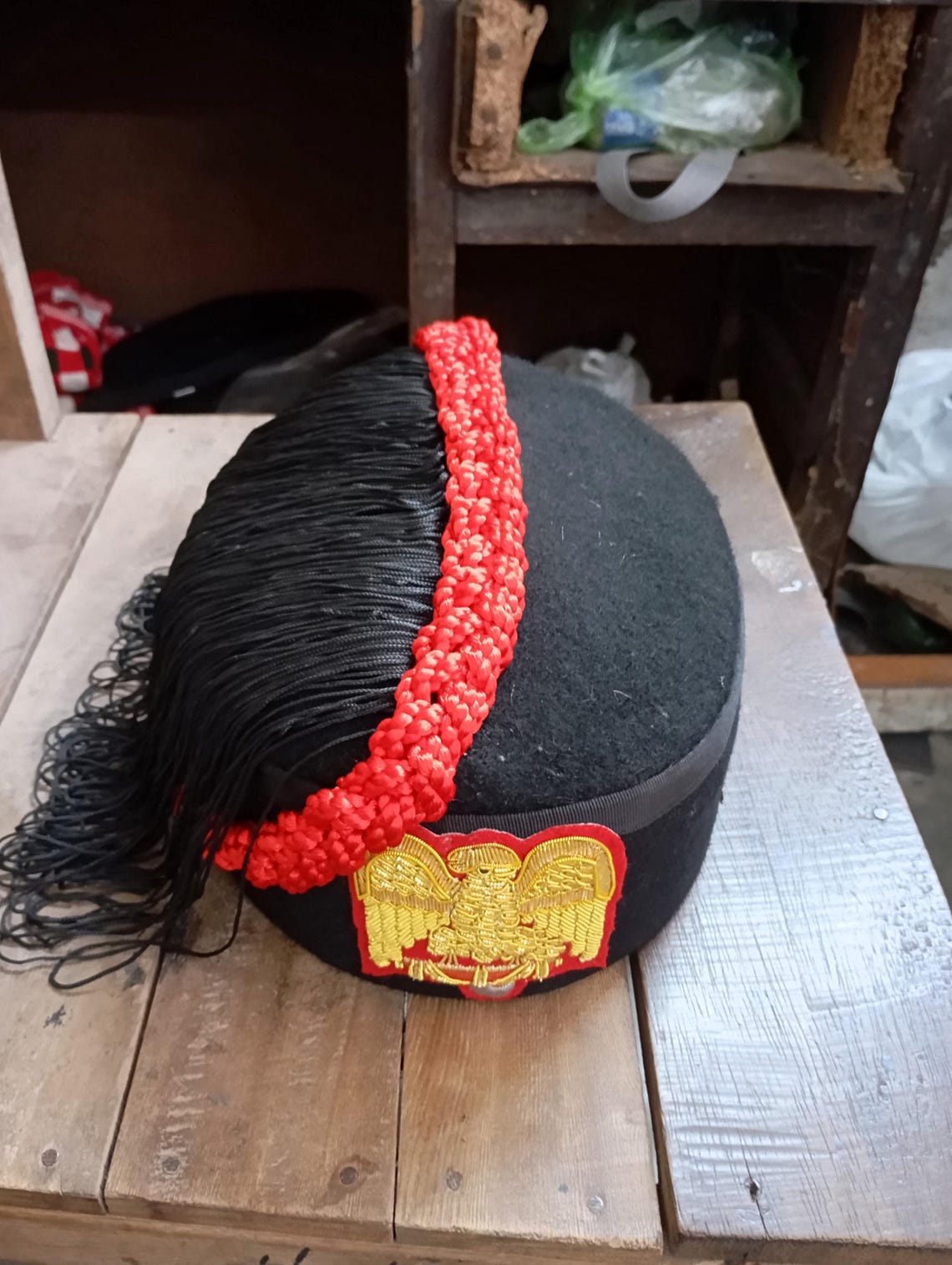 Handmade Italian Black Fez Hat Mussolini MVSN Eagle patch - Etsy