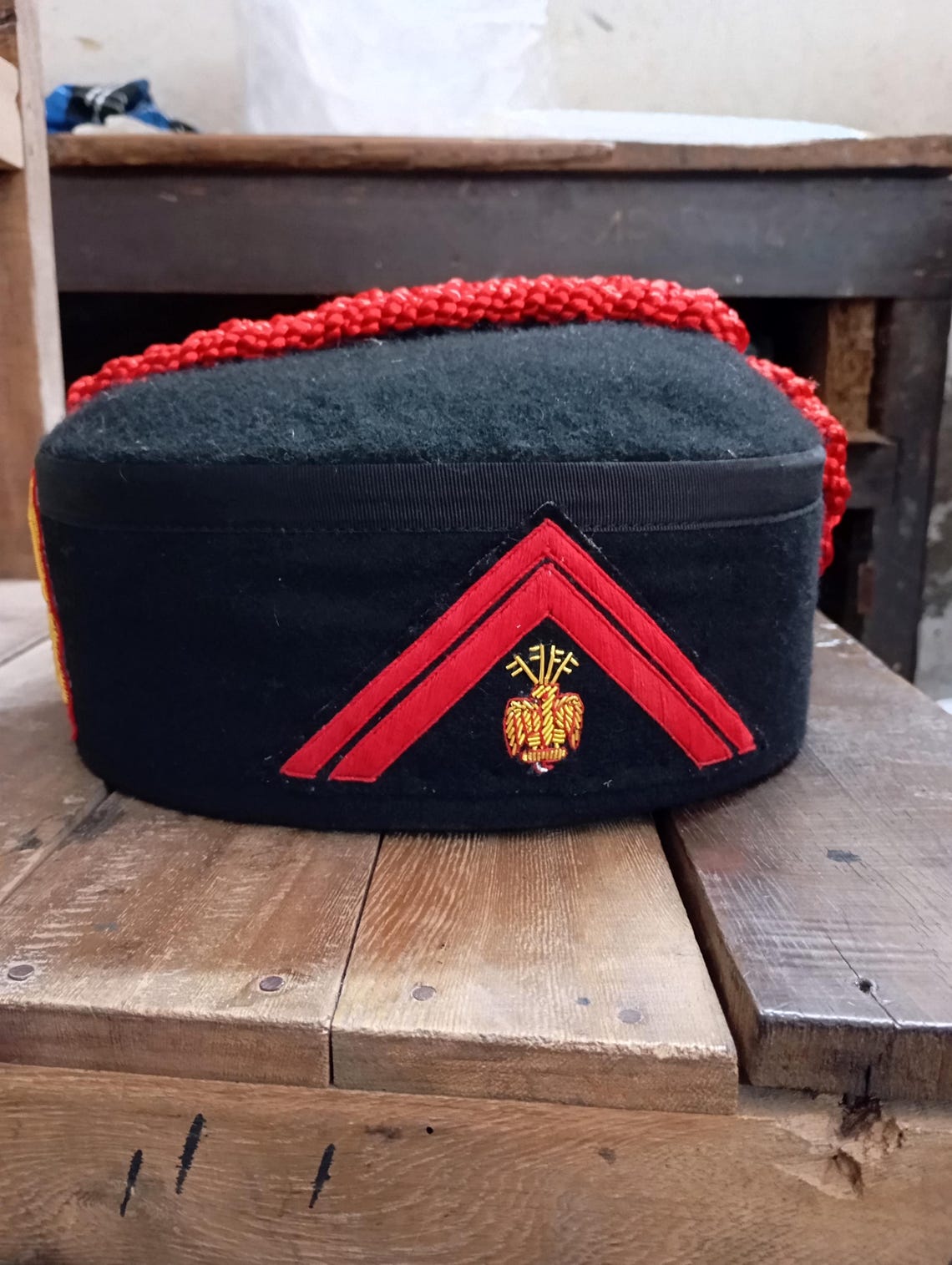 Handmade Italian Black Fez Hat Mussolini MVSN Eagle patch - Etsy