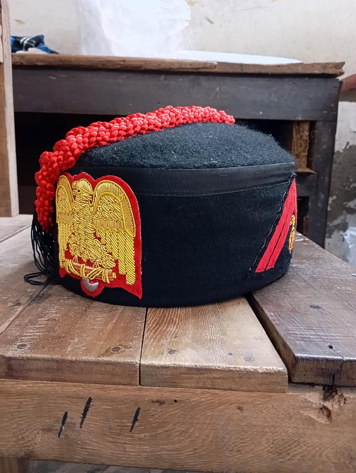 Handmade Italian Black Fez Hat Mussolini MVSN Eagle patch - Etsy