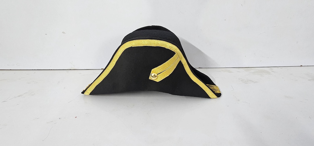 The TRICORNE BICORNE 18th CENTURY Army Military Tricorn Hat 100% Wool ...
