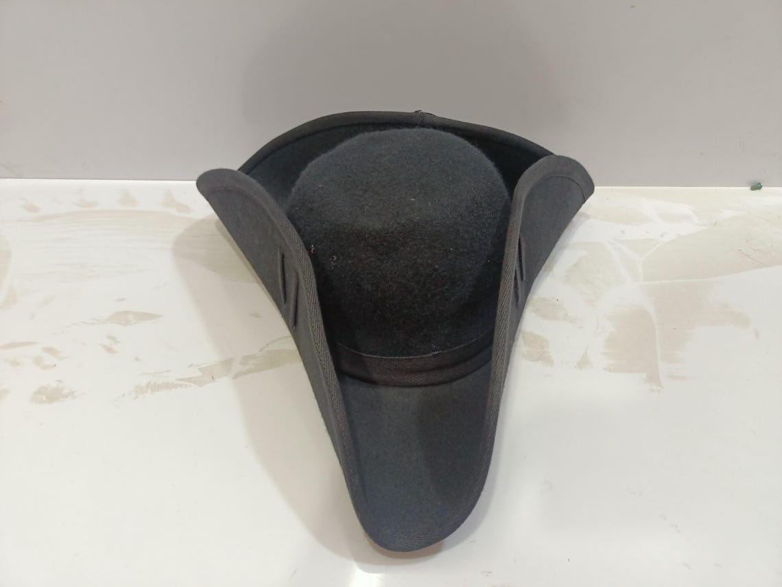 Edged Black Tricorn Pirate Hat Soft Felt Hat - Etsy