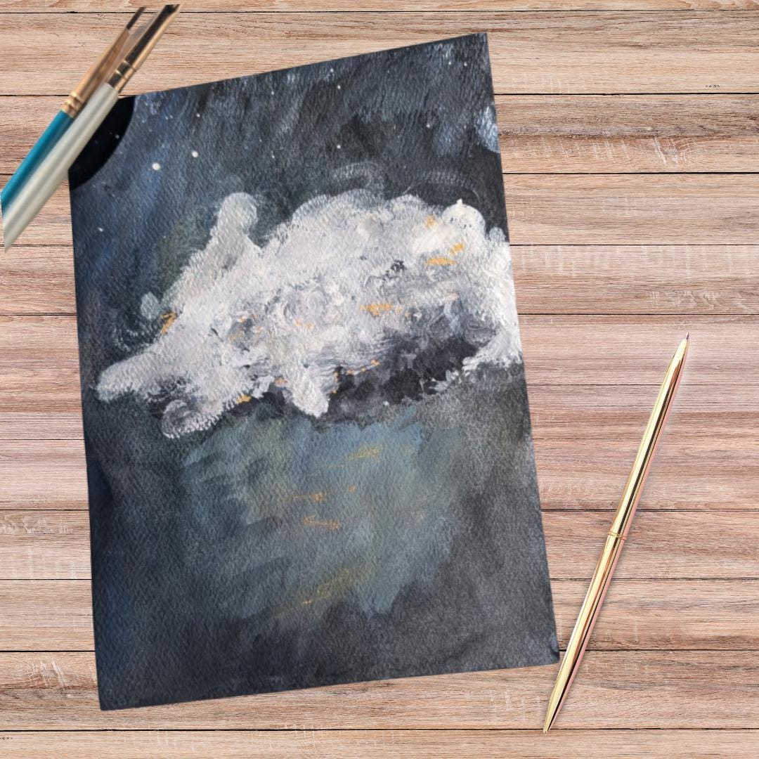 Moody Grey Thunder Cloud Painting, Original Mixed Media Art, 8x10 ...