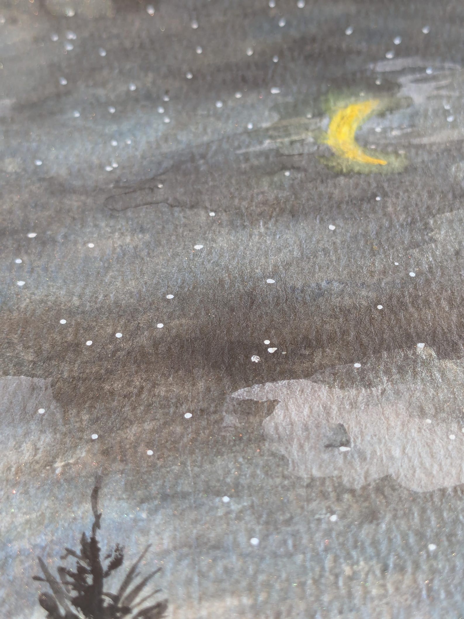 Winter Solstice Moon: Acrylic Painting, Black or White Mat Included ...