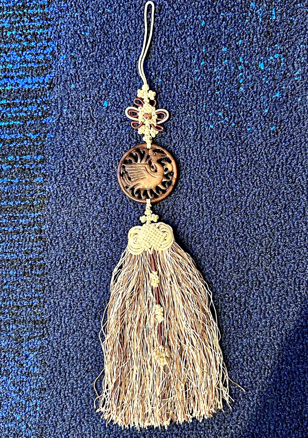 Vintage Carved Brown Jade Phoenix Talisman - Chinese Knot Decor - Etsy