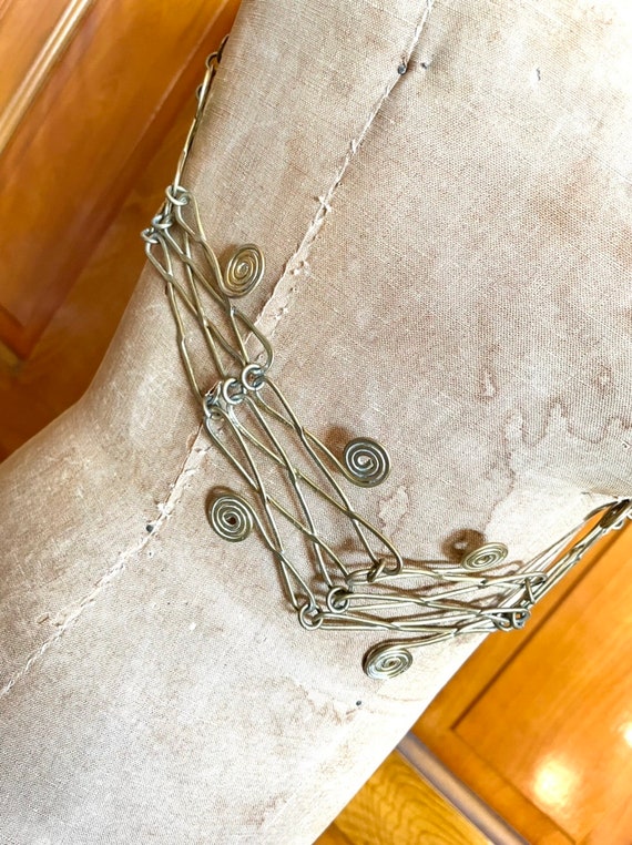 Vintage brutalist brass belt handmade bohemian body j… - Gem