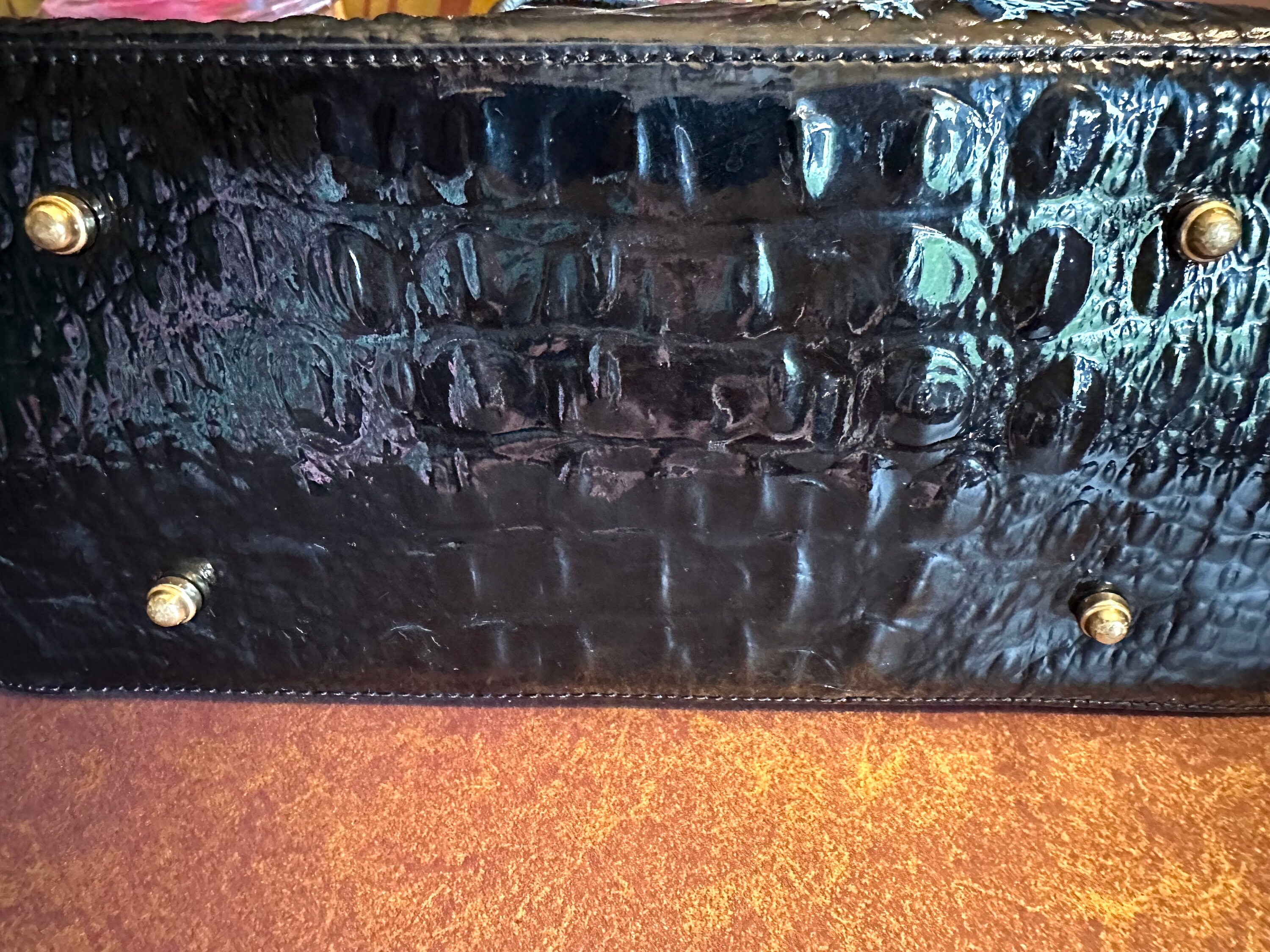 Y2K Vintage Brahmin Black Patent Leather Crocodile Look Shoulder Bag ...