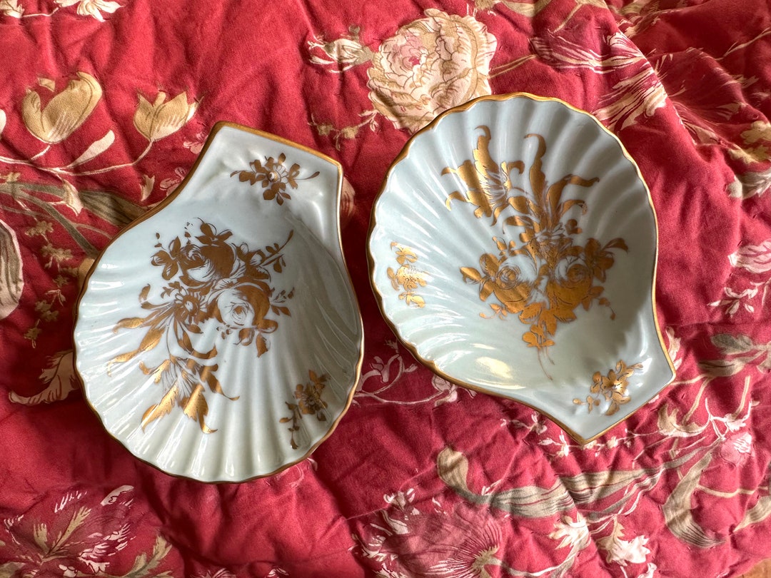 2 Vtg Limoges Shell Trinket Dishes Set of 2 Hand Painted Made in France ...