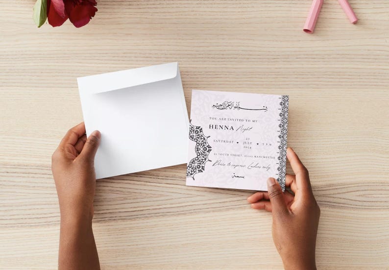 Elegant Henna Night Invitation: Oriental Wedding Celebration (editable ...