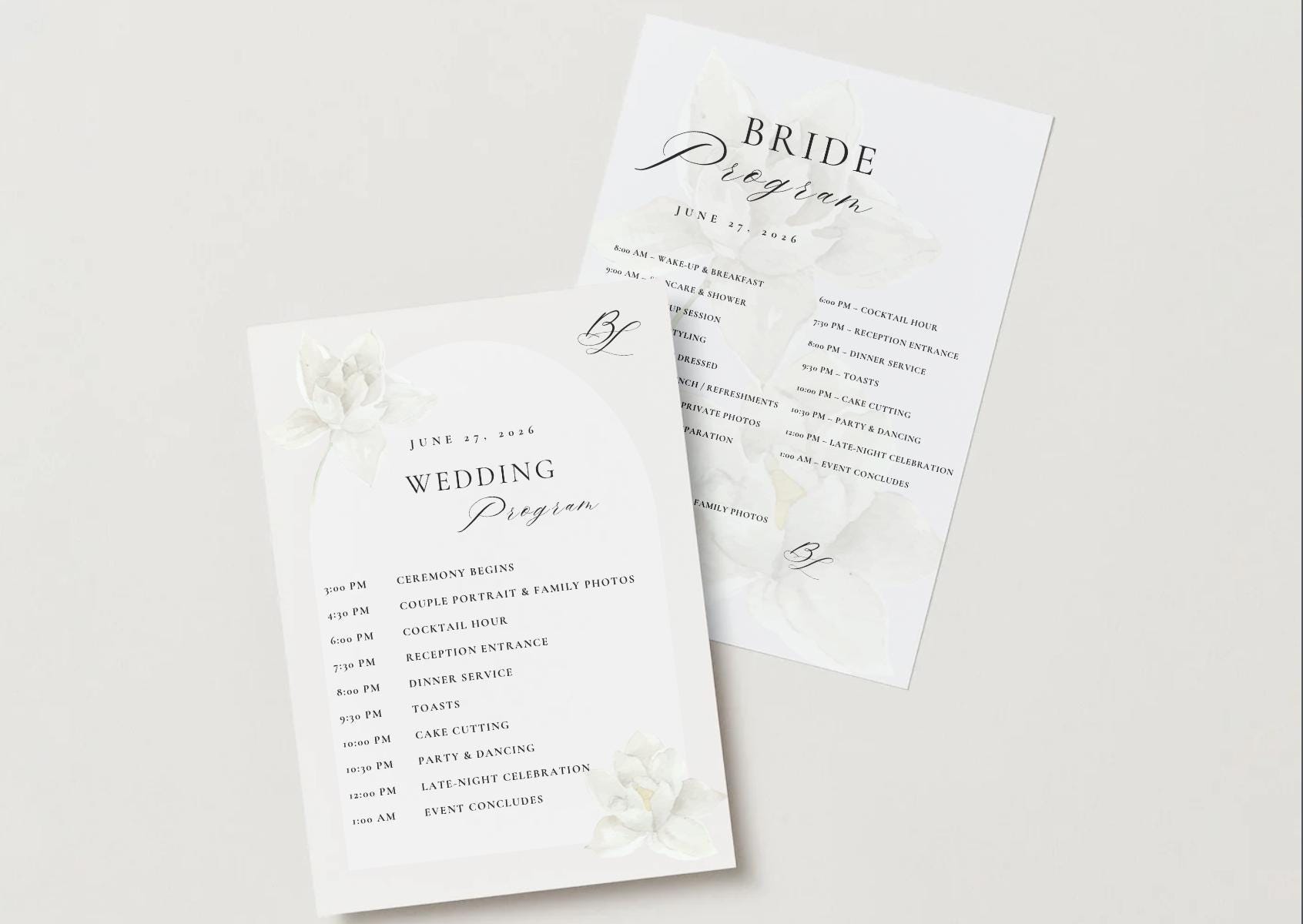 Minimalist Beige Wedding Program Template: Elegant Floral Design (canva ...